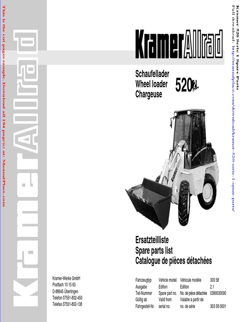 Kramer 520 Serie 1 Spare Parts | PDF
