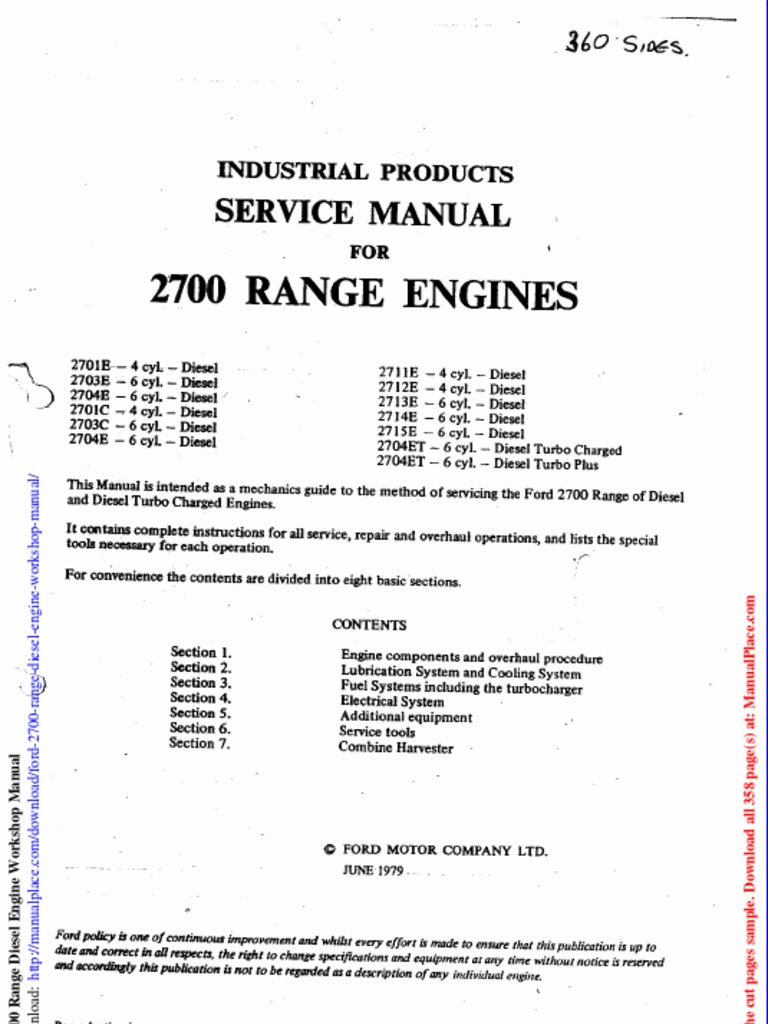 Ford 2700 Range Diesel Engine Workshop Manual | PDF
