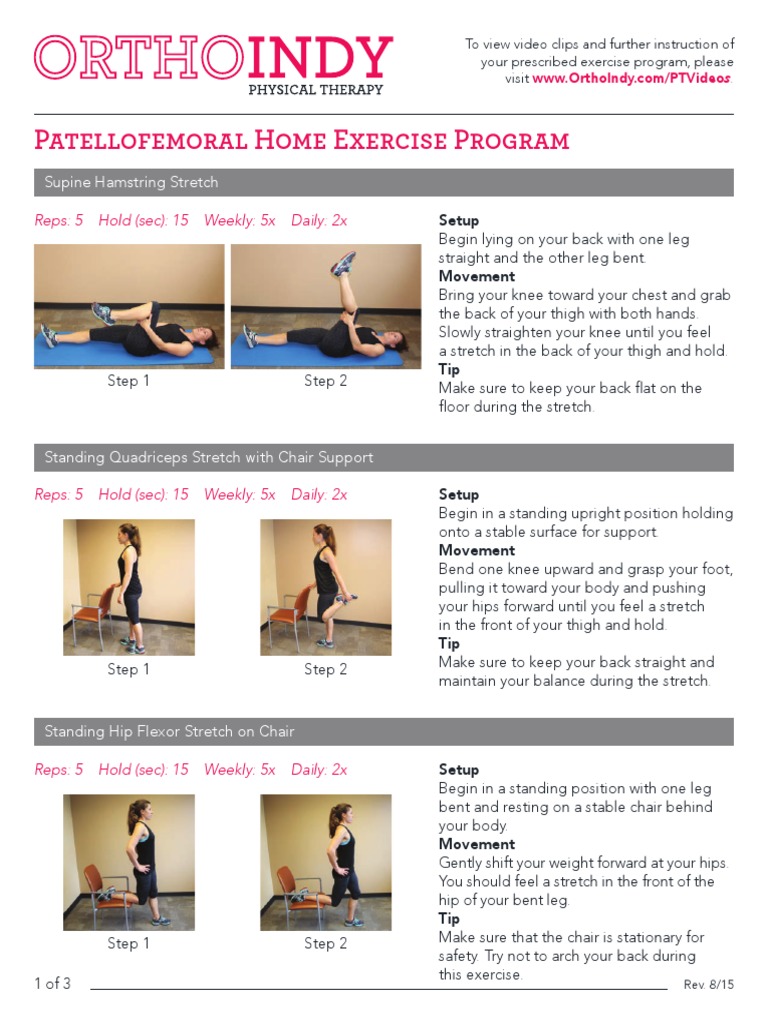Patellofemoral Home Exercise Program | PDF | Anatomical Terms Of Motion ...