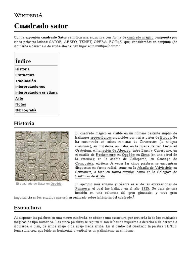 Cuadrado Sator | PDF | Clásicos