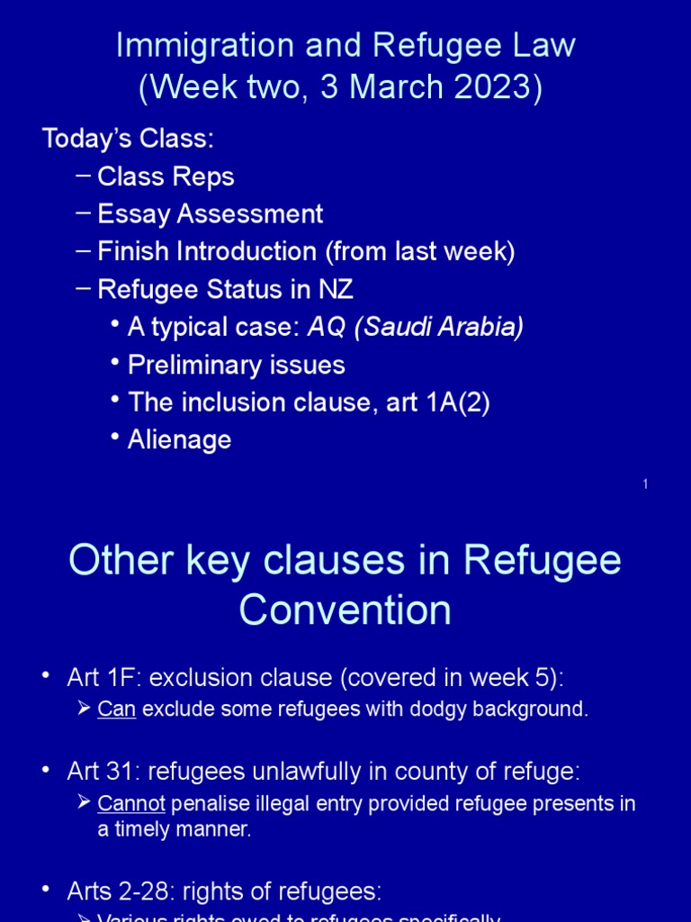 Refugee Status (Week Two - 3 March 2023) | PDF | Refugee | Ethical ...