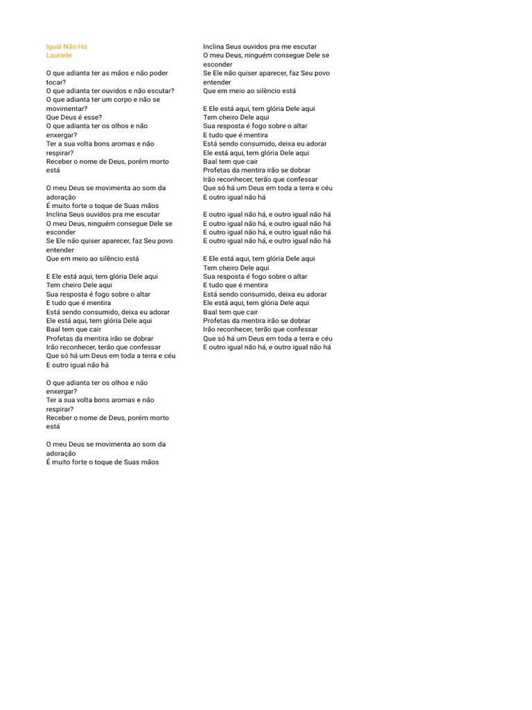 Música Igual Não Há - Lauriete | PDF