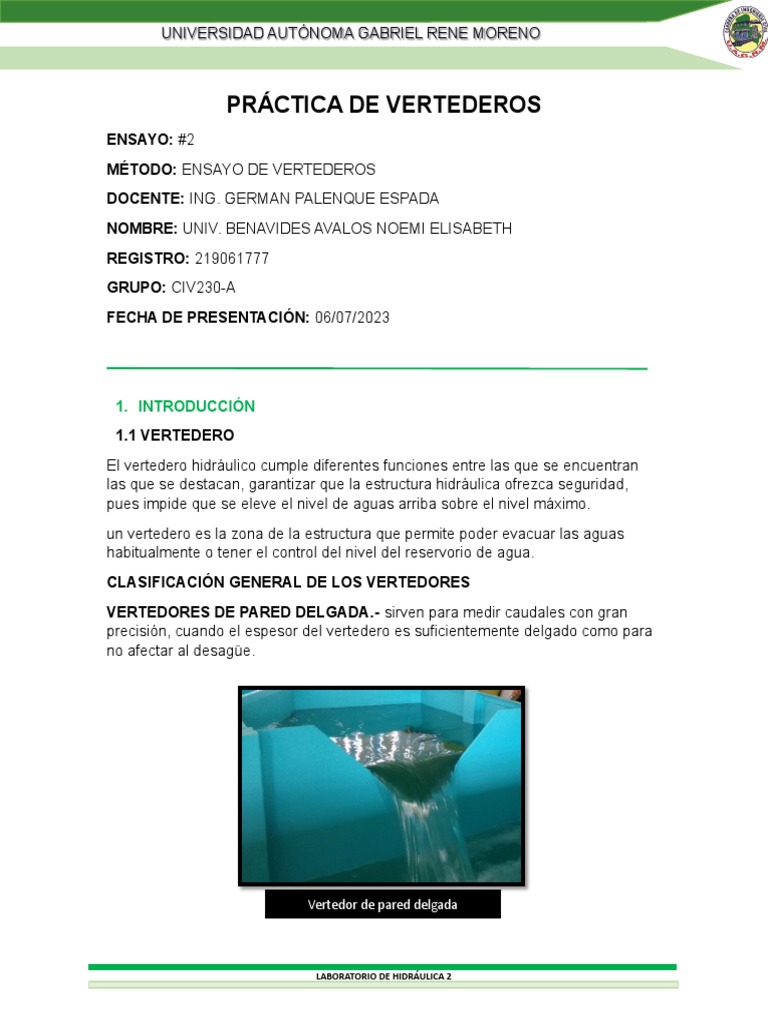 Práctica de Vertederos | PDF