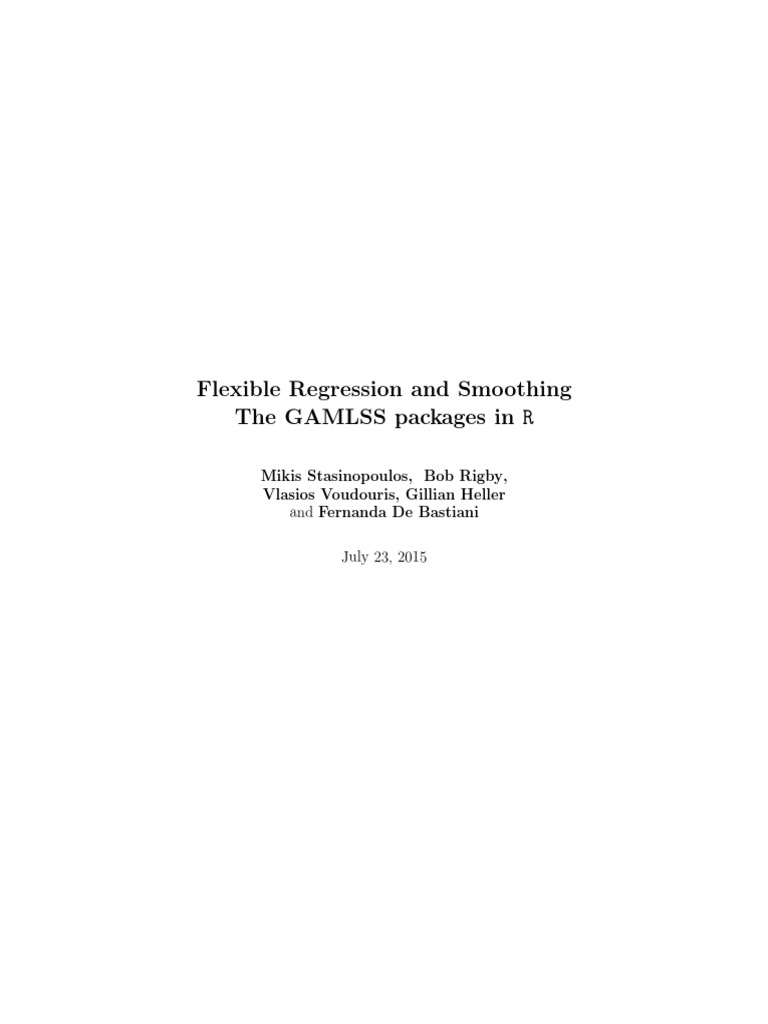 Flexible Regression And Smoothing The Gamlss Packages In R Download