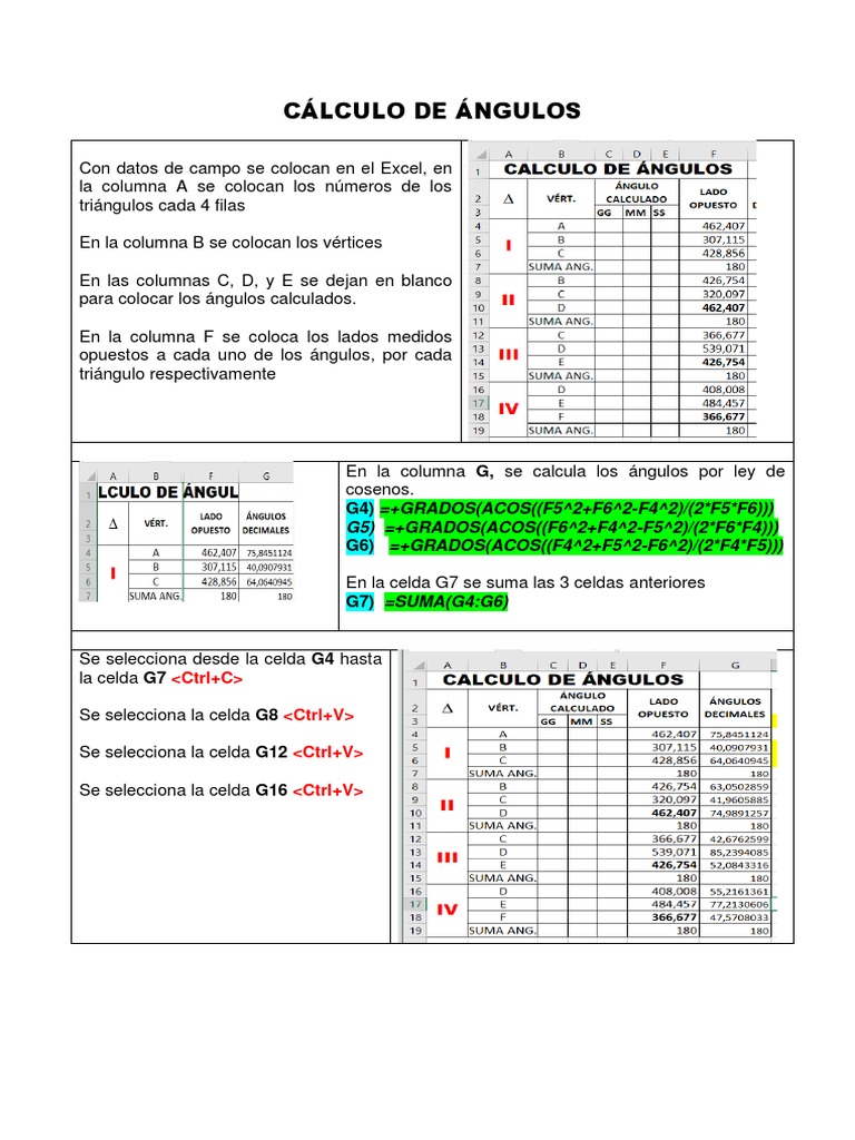 Cálculo de Ángulos en Triángulos | PDF