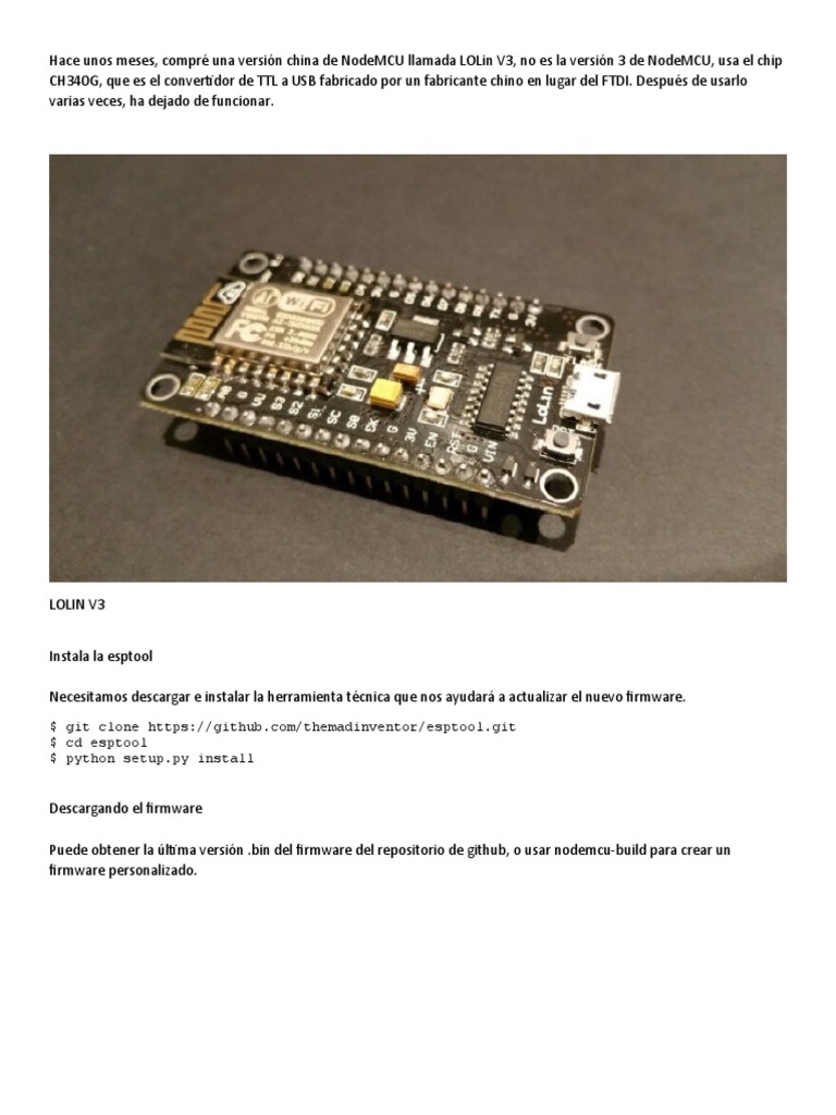 Guía para Flashear LOLin V3 NodeMCU | PDF | Informática