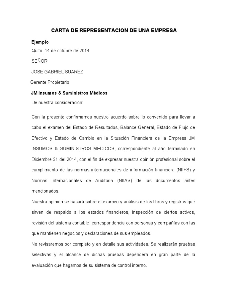 CARTA DE REPRESENTACION DE UNA EMPRESA 2 | PDF