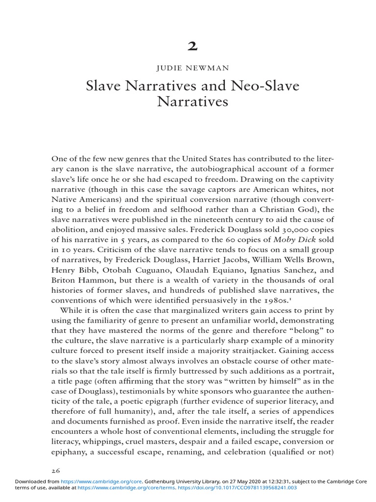Slave Narratives and Neoslave Narratives | PDF | Slavery | Frederick ...
