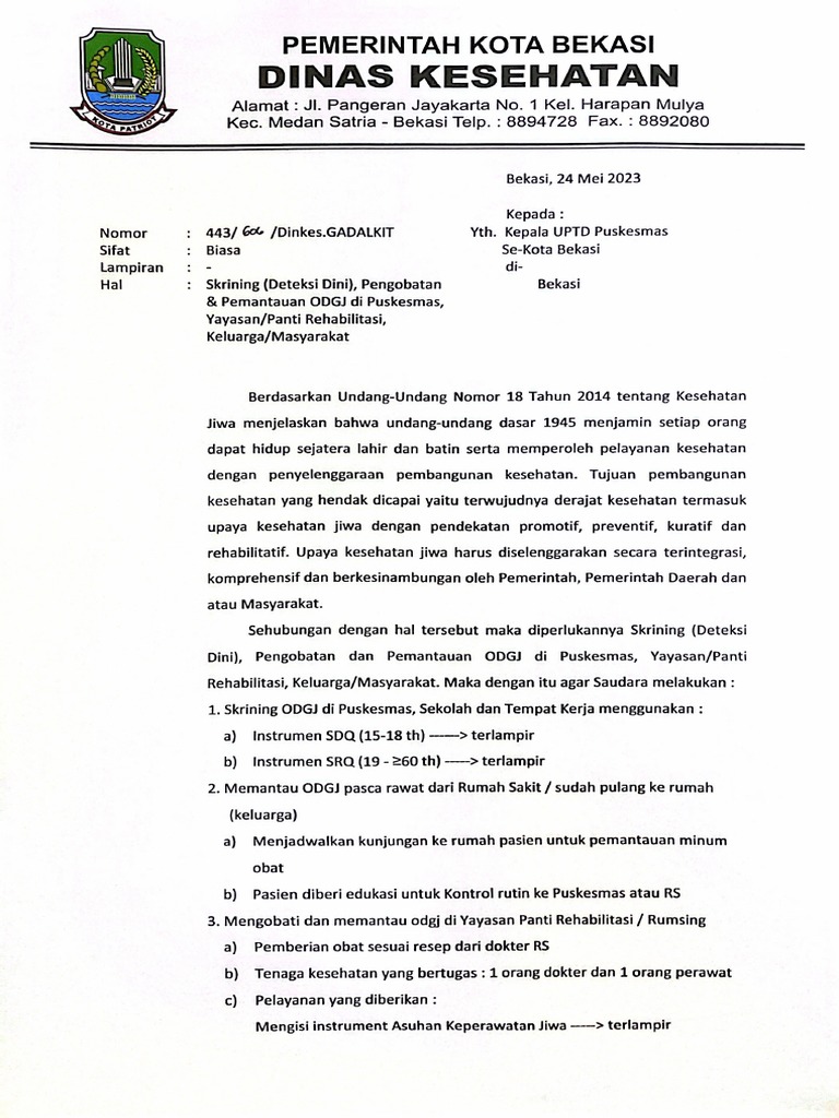 Surat Pemberitahuan Skrining Deteksi Dini | PDF