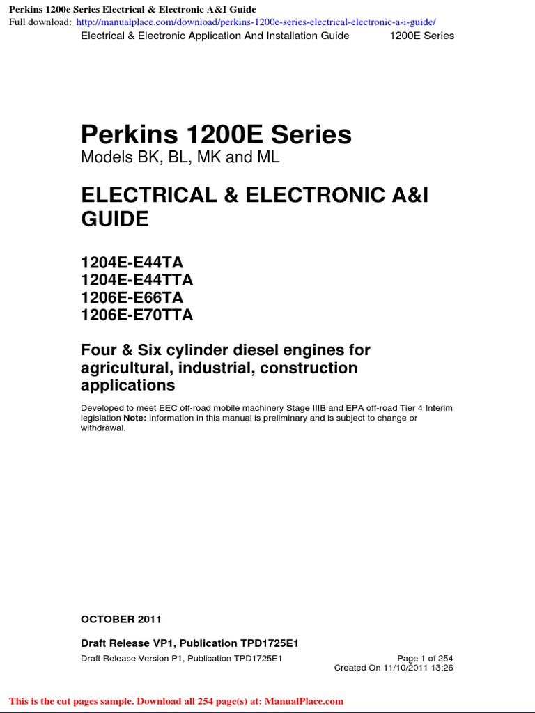 Perkins 1200e Series Electrical Electronic A I Guide | PDF | Electrical ...