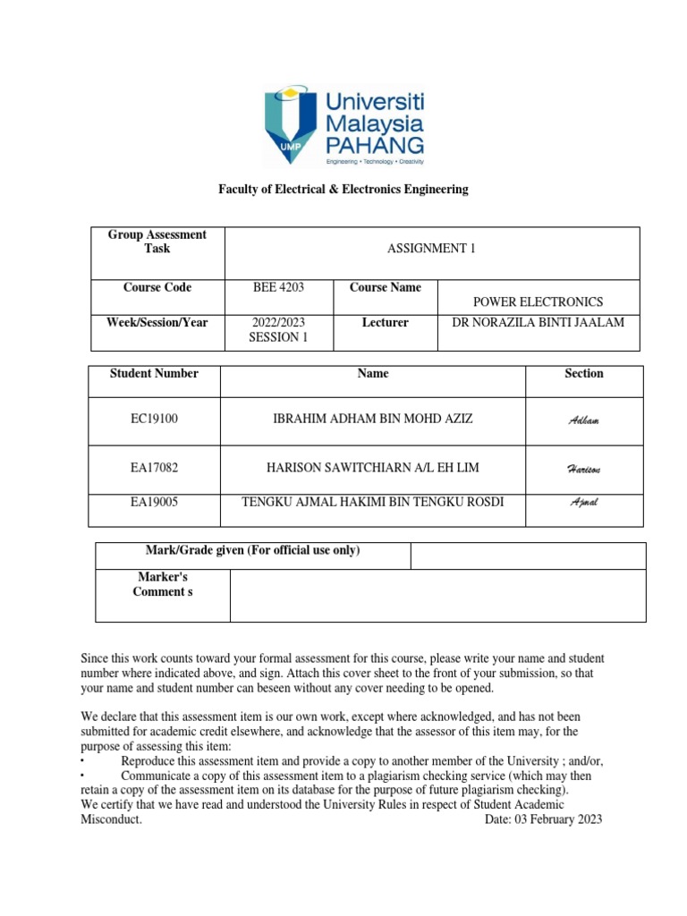 Assignment Power Electronic | PDF | Power Electronics | Power Supply