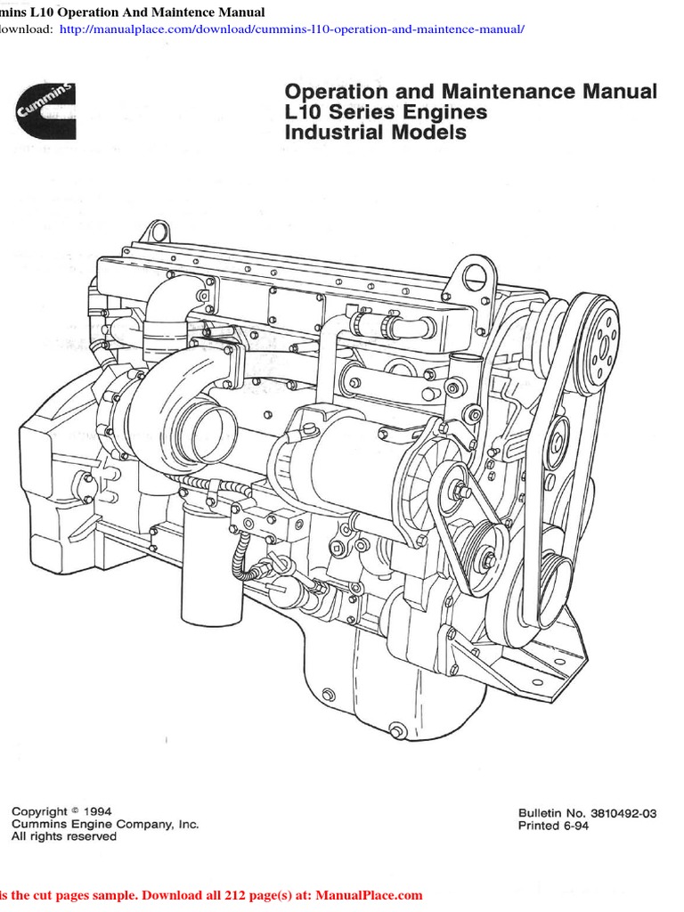 Cummins l10 Operation and Maintence Manual | PDF