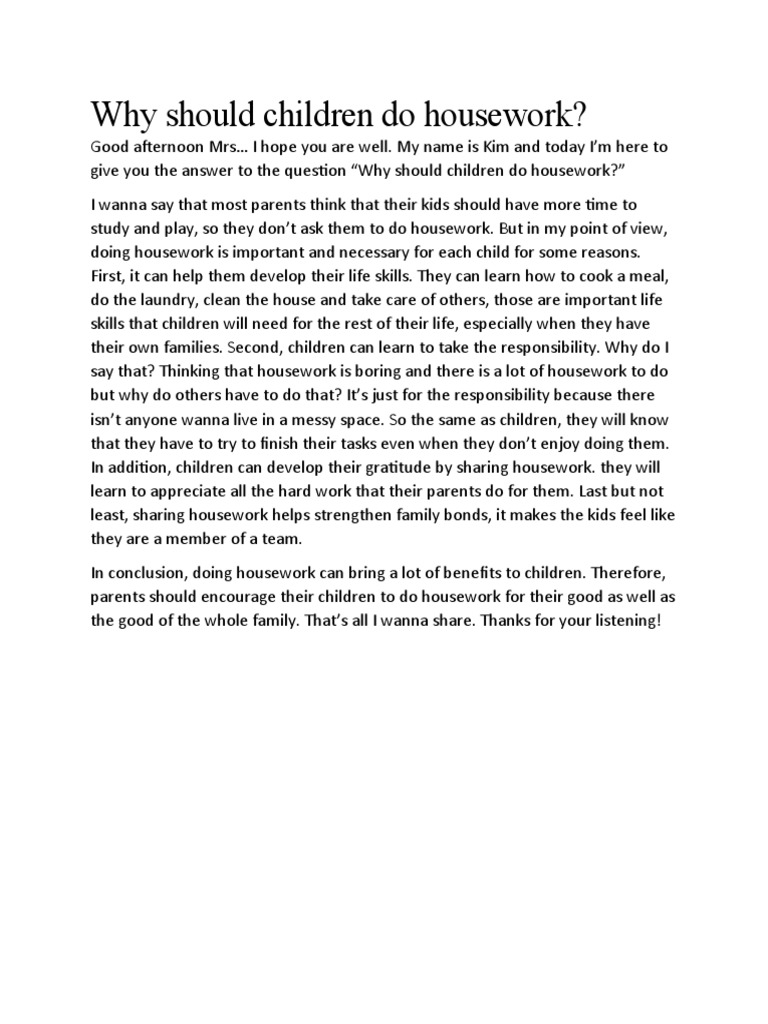 Why Should Children Do Housework | PDF