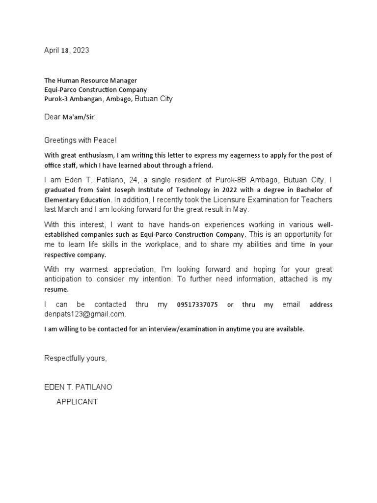 Application Letter | PDF