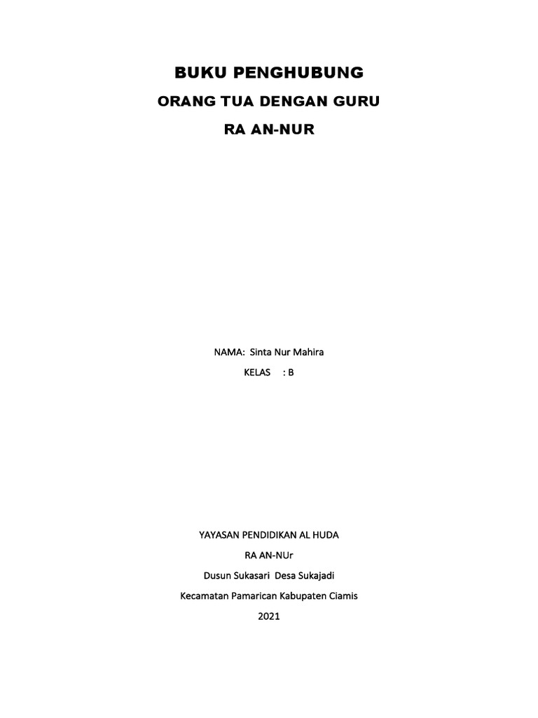 3.3.1 Buku Penghubung Orang Tua DG Guru Ra | PDF