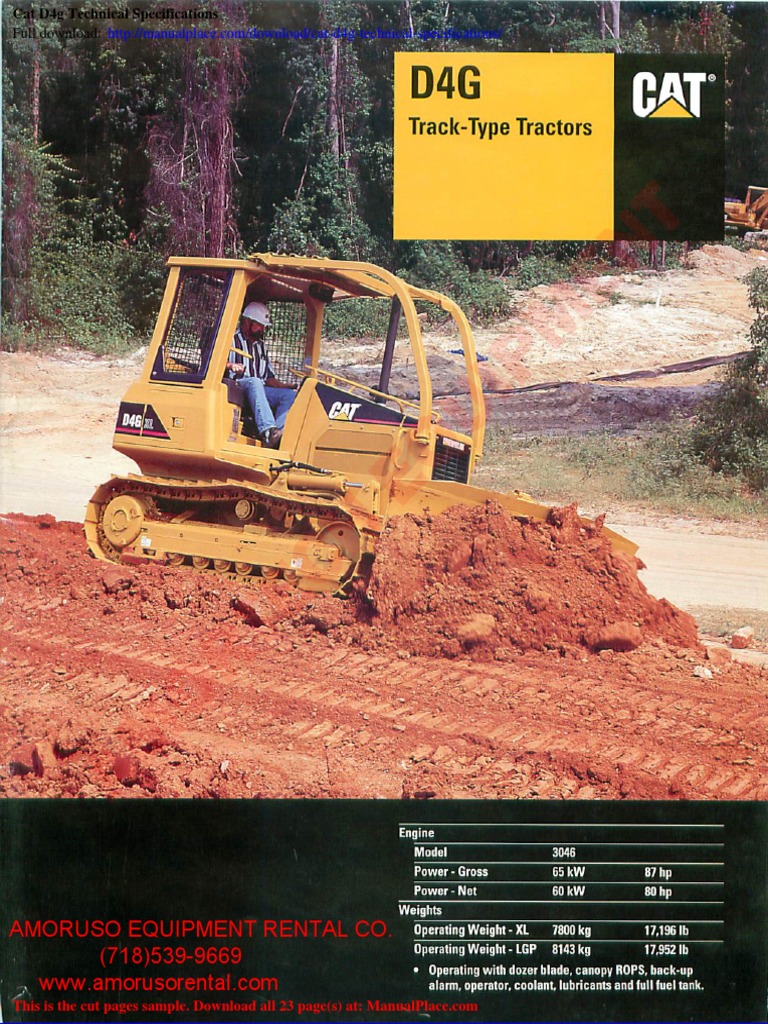 Cat D4G Dozer Specifications Guide | PDF