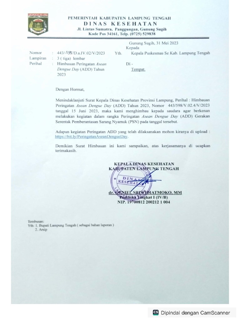 Surat Himbauan Peringatan DBD | PDF