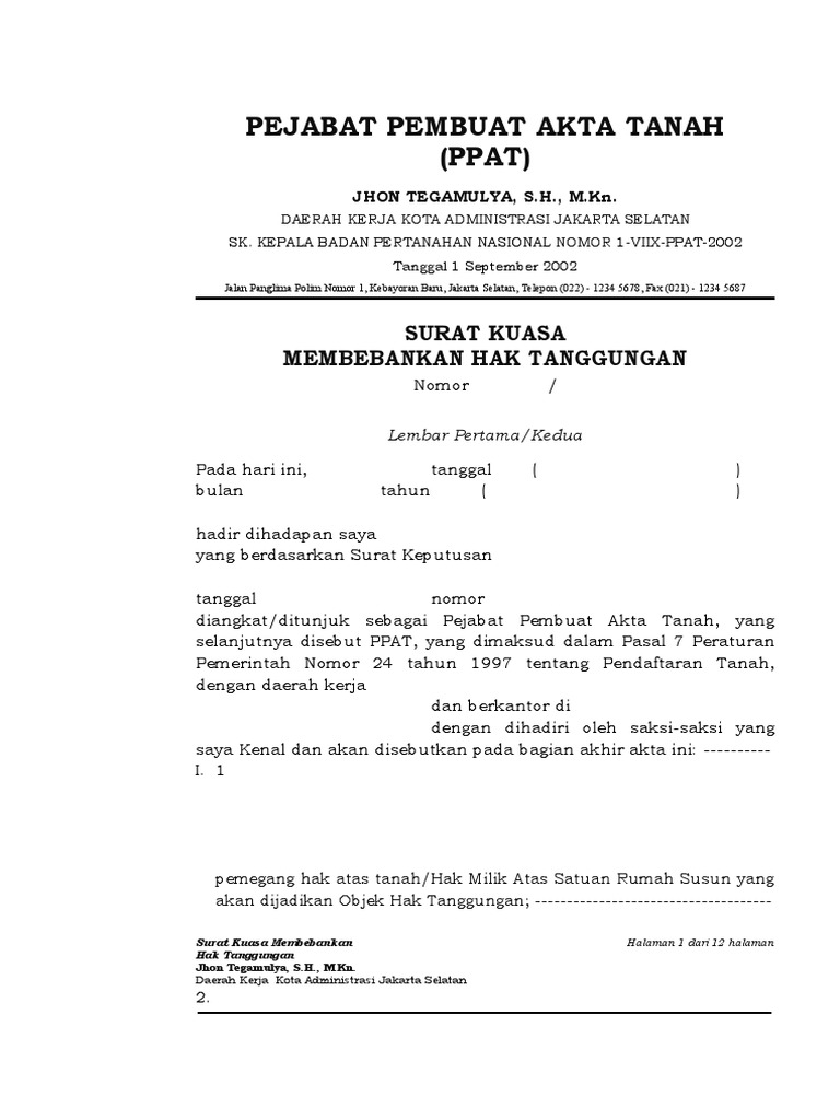 Contoh Lampiran Akta SKMHT | PDF