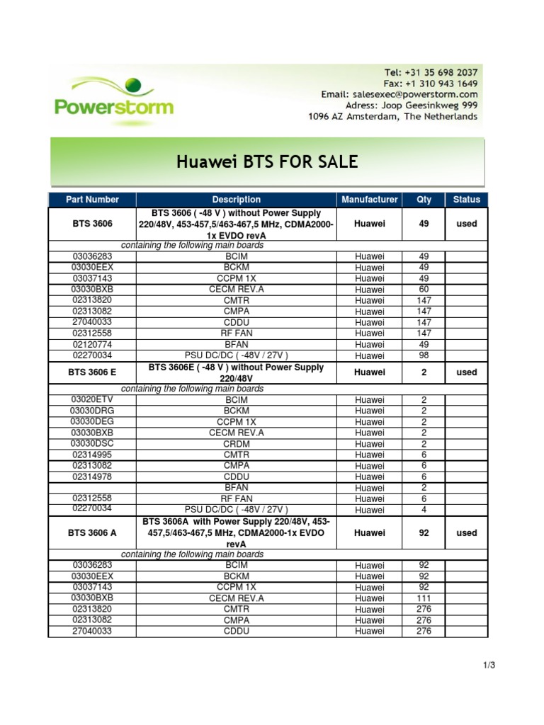 Huawei BTS For Sale From Power Storm 4SL05161144 | PDF | Radio Resource ...