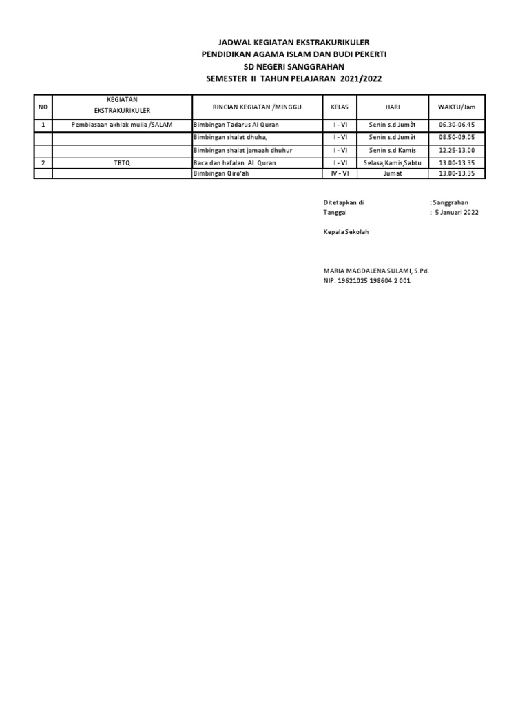 Jadwal Ekstra Oke | PDF
