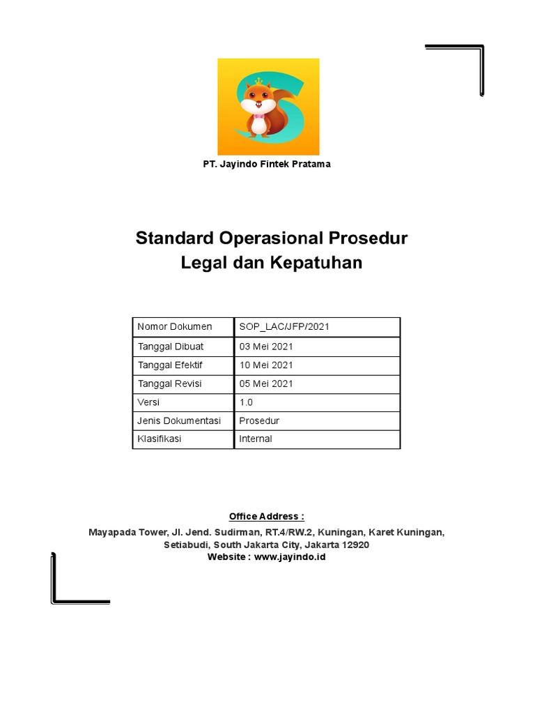 SOP Legal Dan Kepatuhan 2021 DONE | PDF