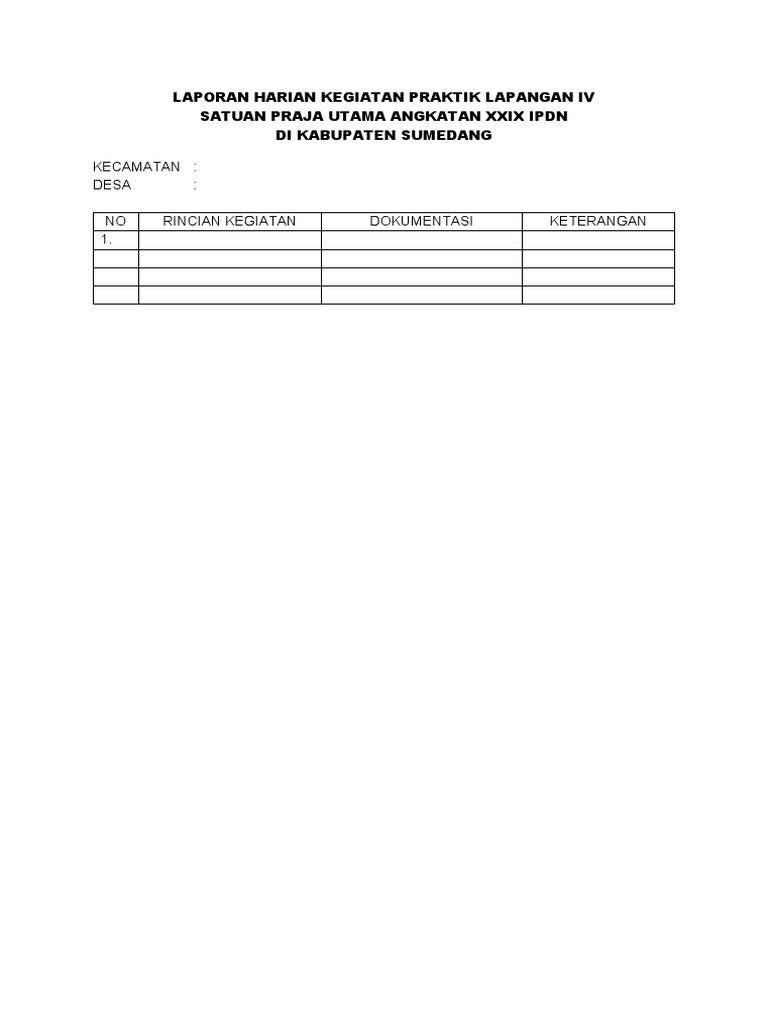 Format Laporan Kerja Harian | PDF