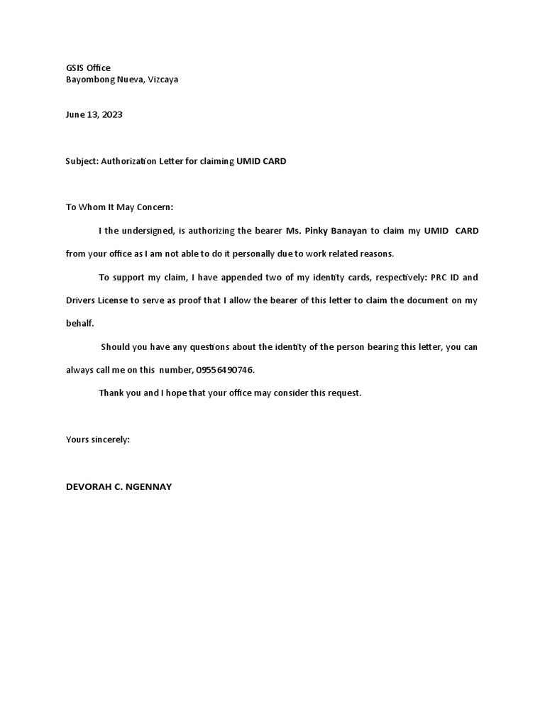 GSIS Office-Authorization Letter | PDF