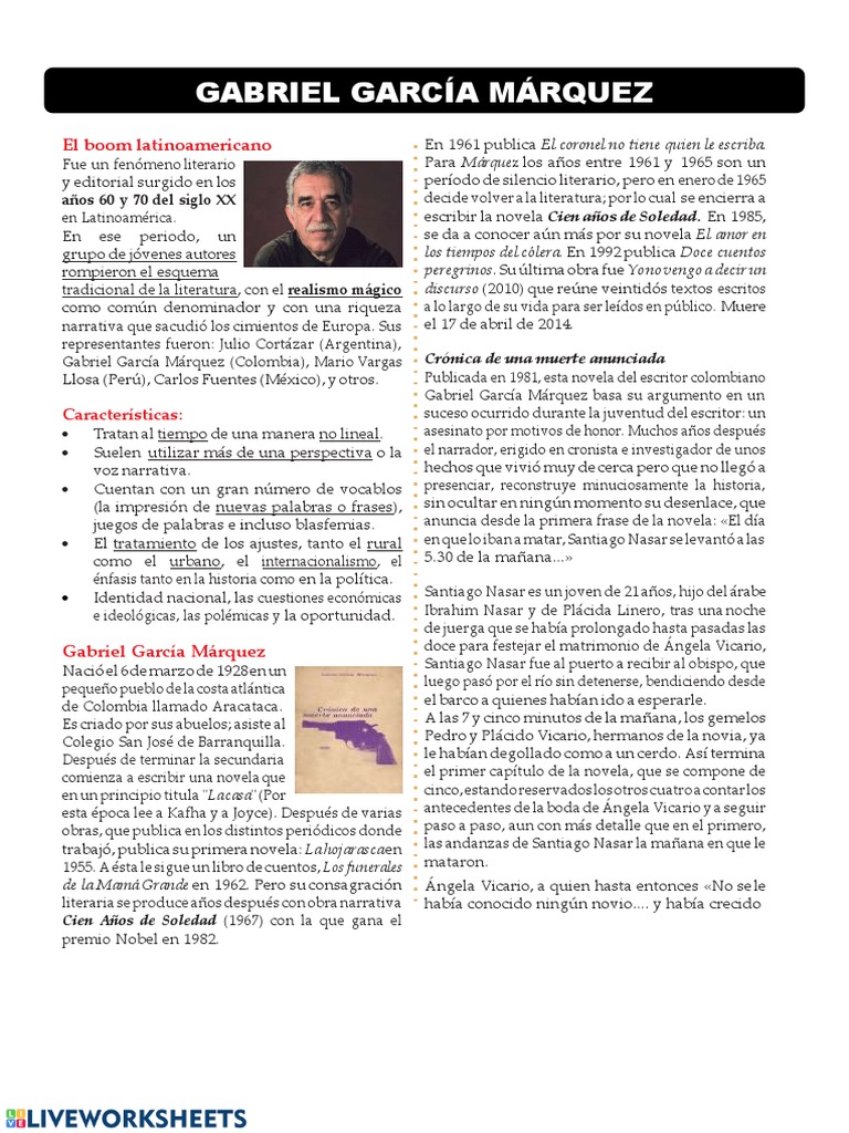 Gabriel García Márquez: Crónica y Boom Literario | PDF | Classics