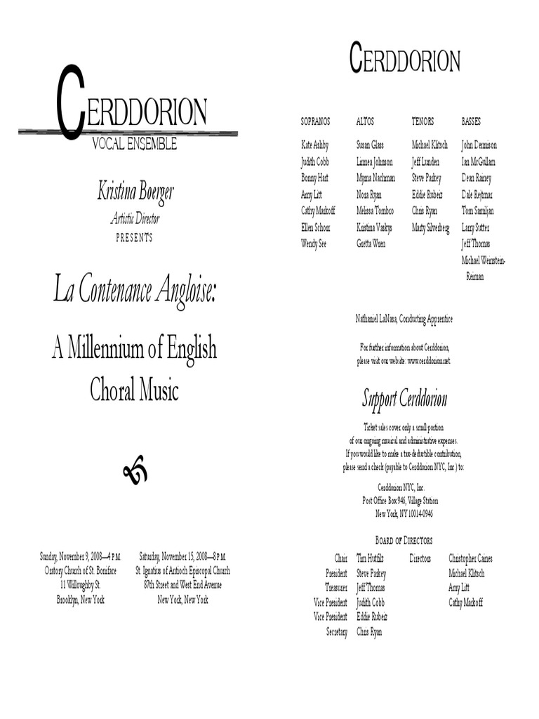2008-11 La Contenance Angloise Readformat | PDF | Choir | Harmony
