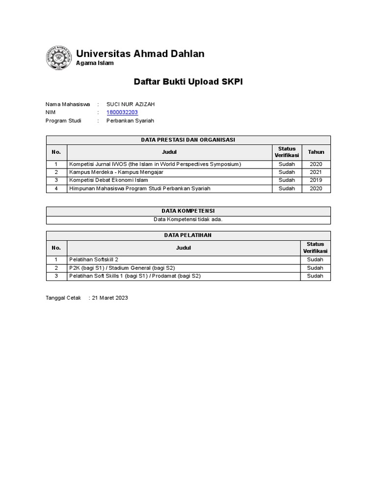 Bukti Upload SKPI | PDF