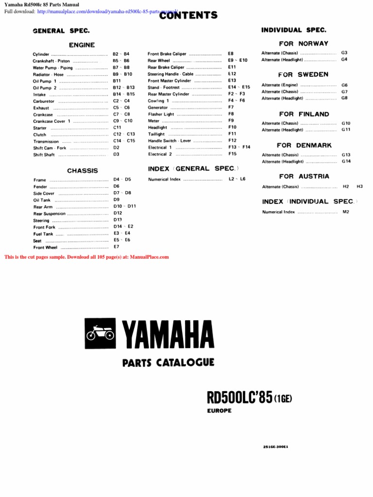 Yamaha Rd500lc 85 Parts Manual | PDF