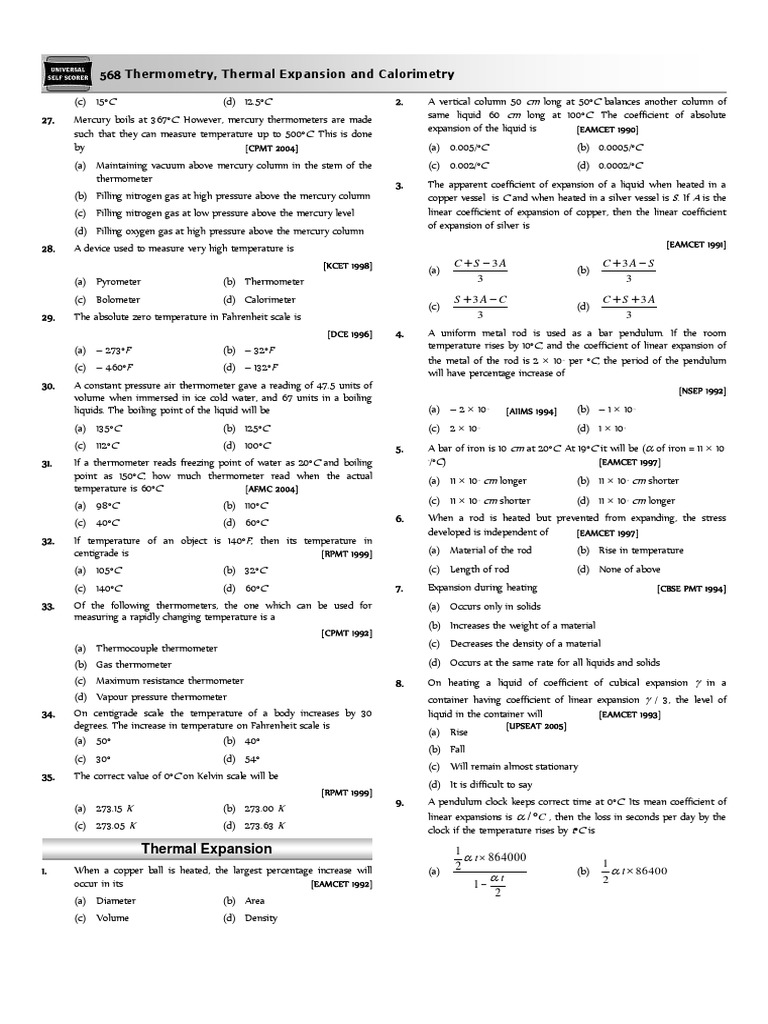 Thermometry and Thermal Expansion Guide | PDF | Thermal Expansion | Thermometer