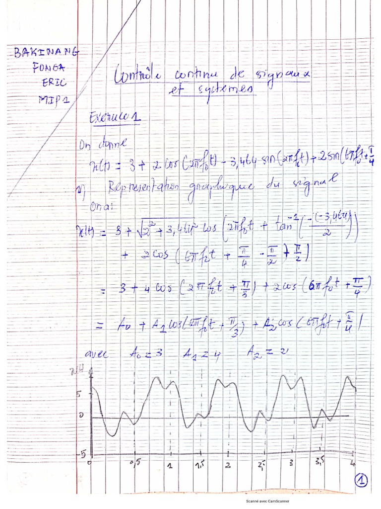 Corrigé Du CC de Signaux Et Systèmes | PDF