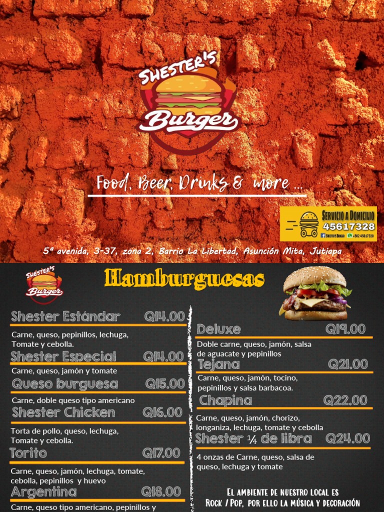 Menú 4 Shester Burger | PDF