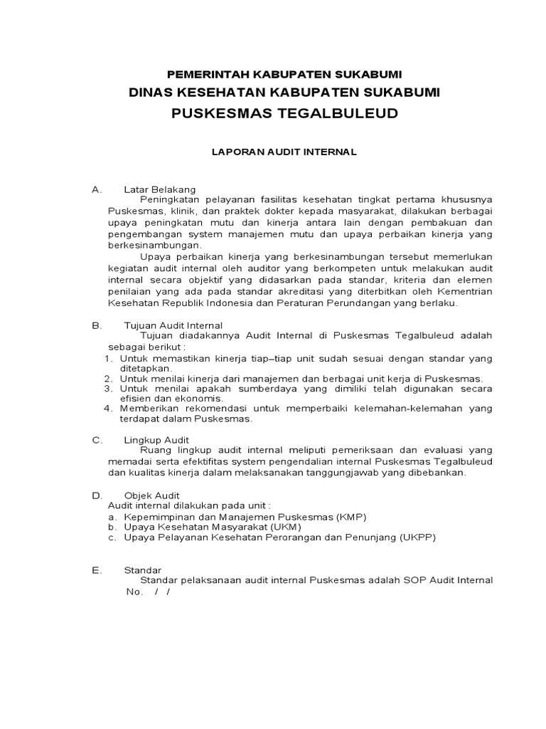 Laporan Hasil Audit Internal 2023 | PDF