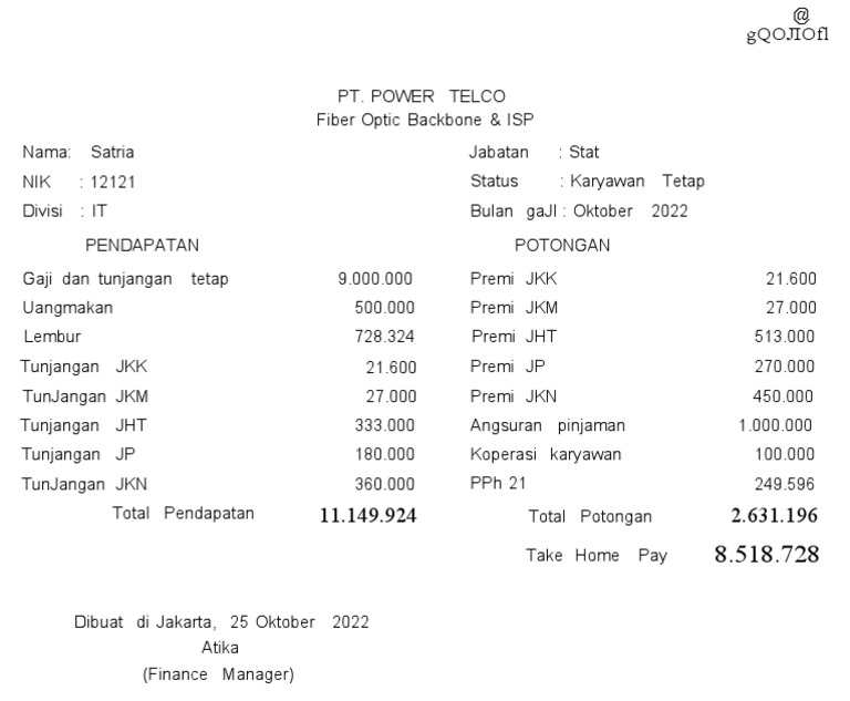 Format Gaji Karyawan Excel | PDF