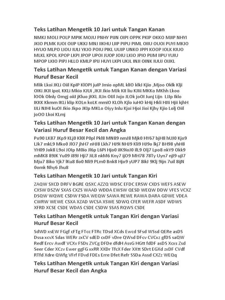 Latihan 10 Jari | PDF