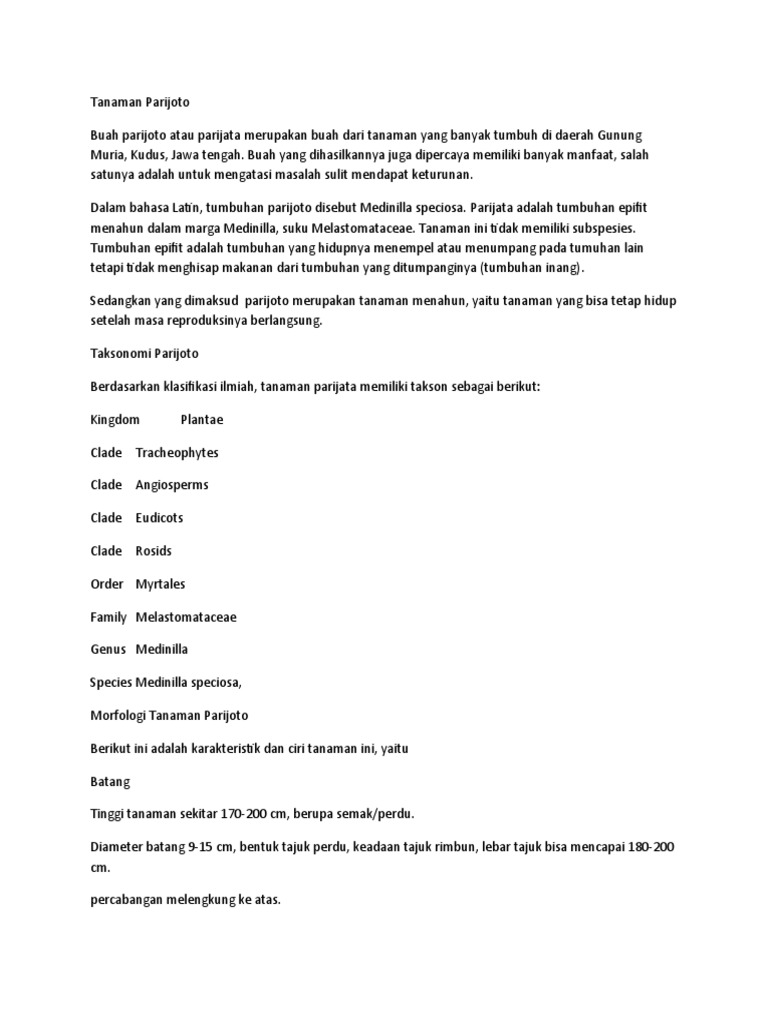 Manfaat dan Karakteristik Tanaman Parijoto | PDF