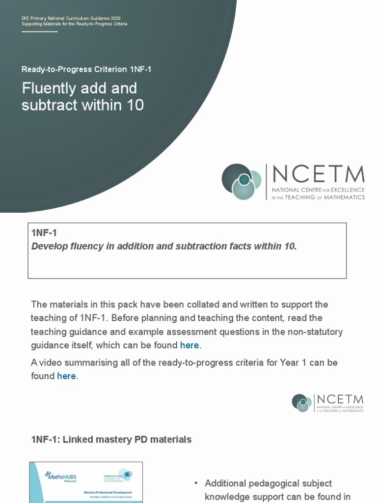 Year 1 Addition and Subtraction Guide | PDF