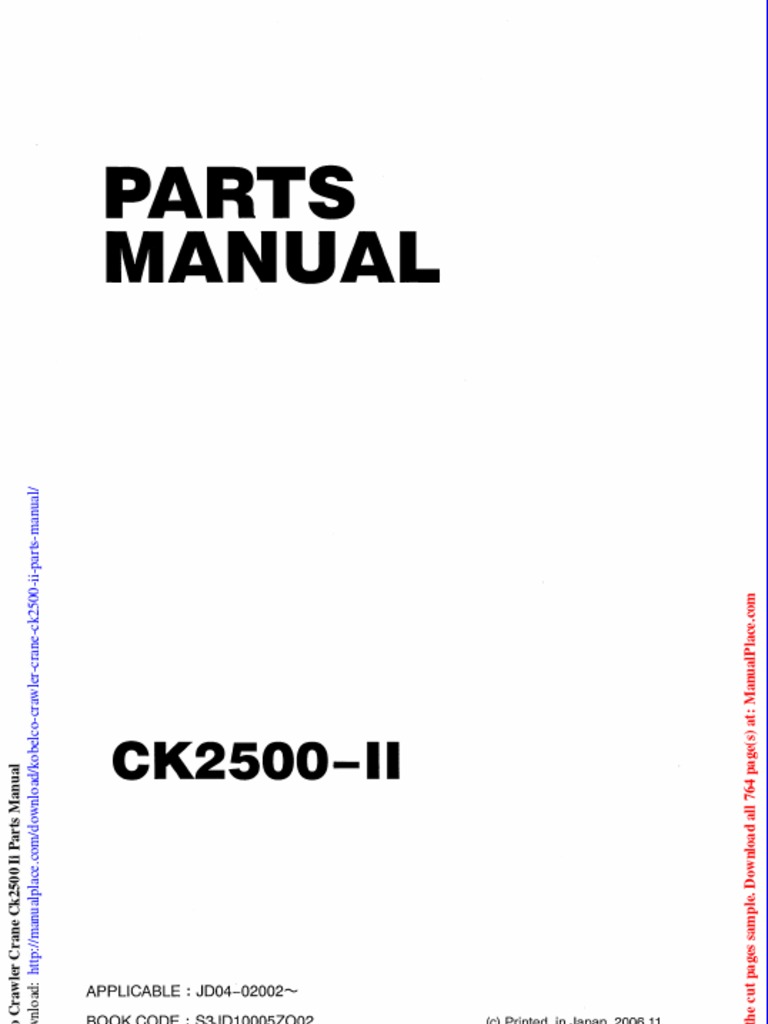 Kobelco Crawler Crane Ck2500 II Parts Manual | PDF