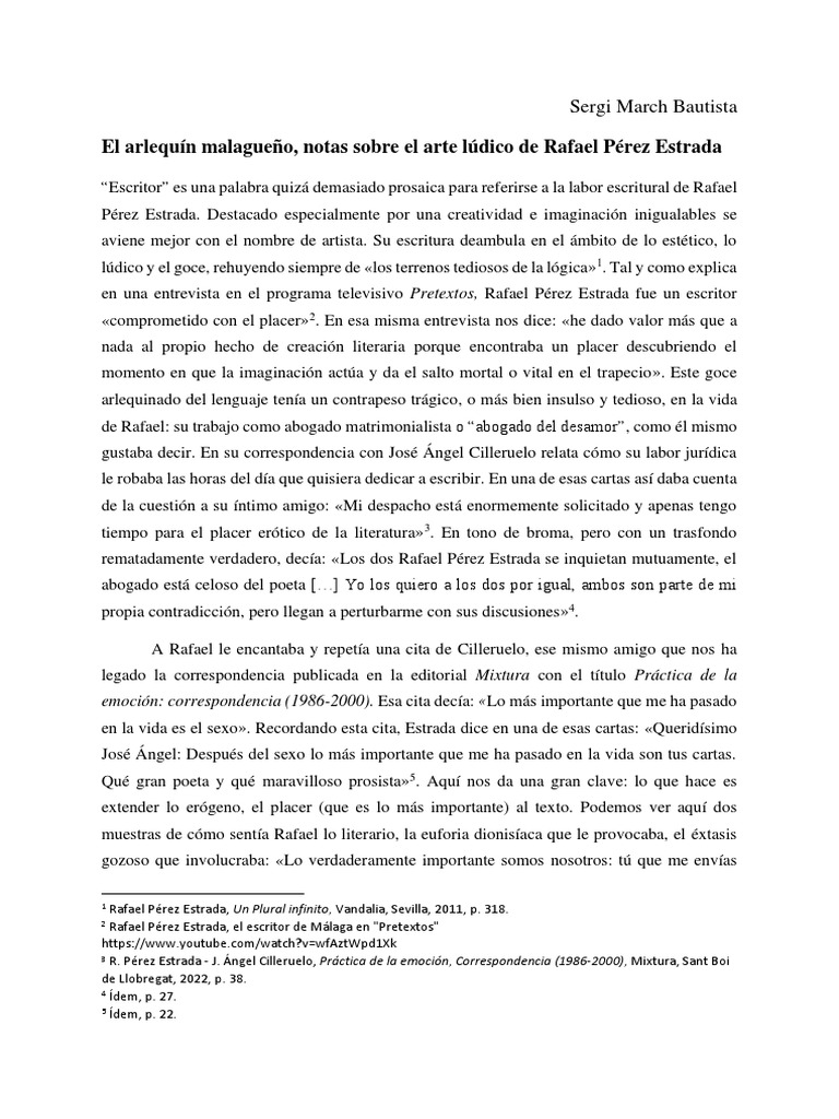 El arte lúdico de Rafael Pérez Estrada | PDF