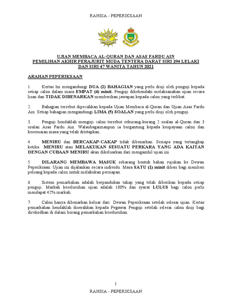 Ujian Pemilihan PM TD 2021 | PDF