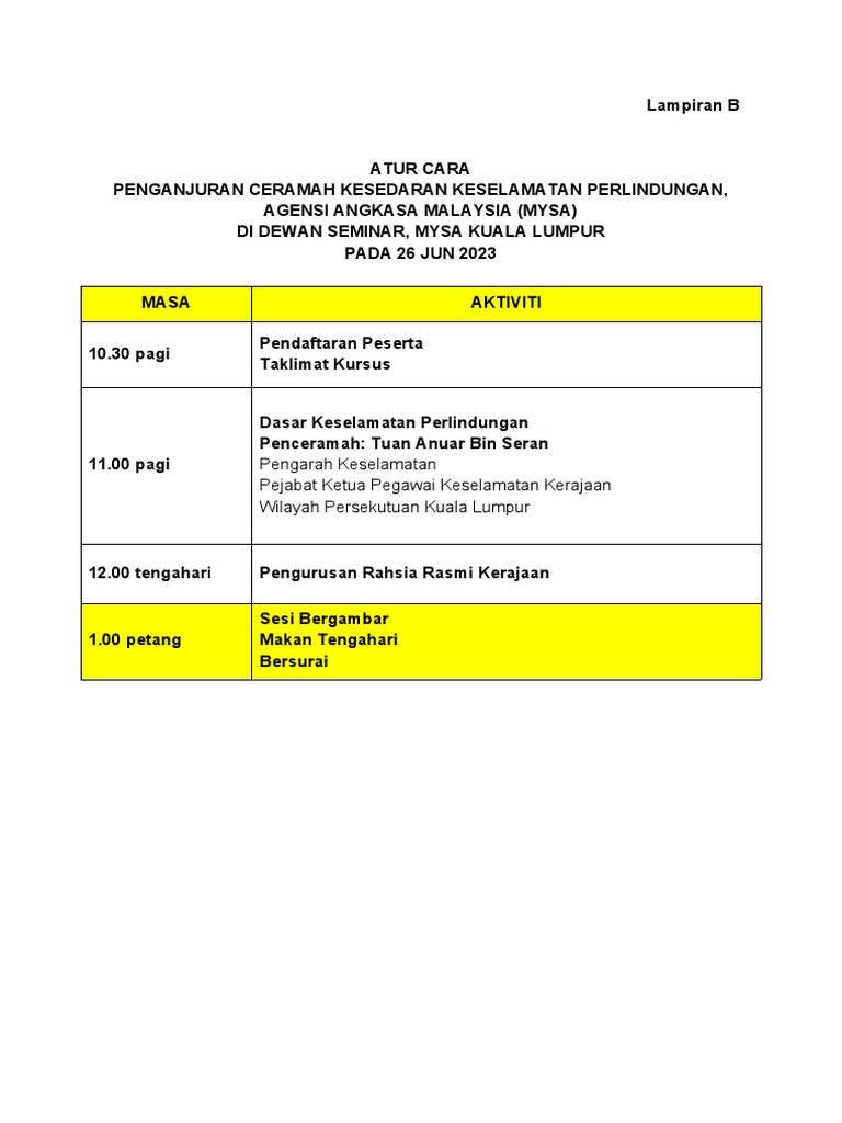Lampiran B Tentatif Program | PDF Lampiran B Tentatif Program | PDF