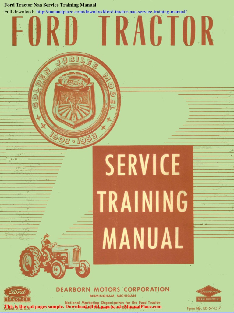 Ford Tractor Naa Service Training Manual | PDF