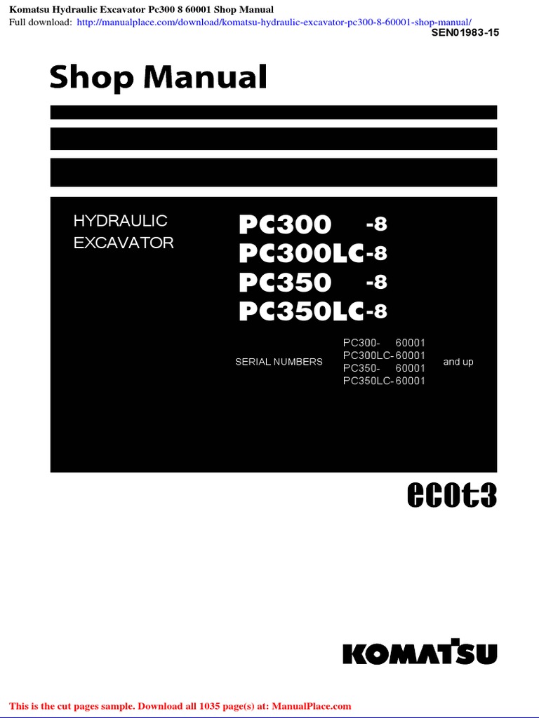 Komatsu PC300-8 Excavator Shop Manual | PDF | Valve | Mechanical Engineering