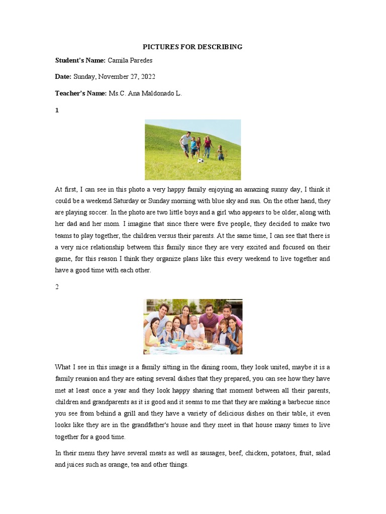 Descriptive Picture Examples for Students | PDF | Wellness