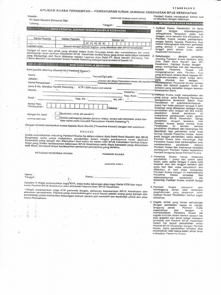 Form BPJS Mandiri | PDF