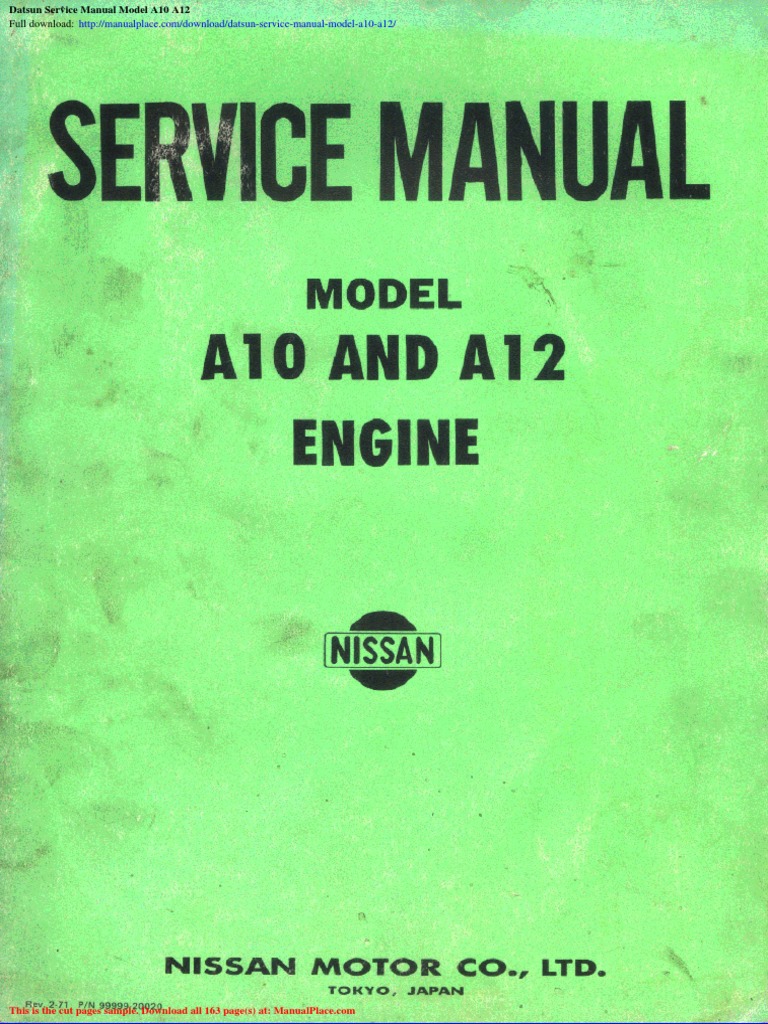 Datsun Service Manual Model A10 A12 | PDF | Business