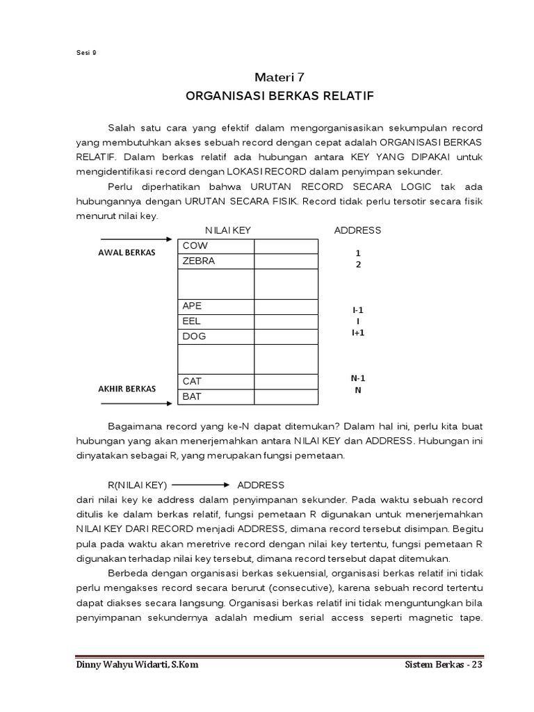 Organisasi Berkas Relatif dalam Sistem Berkas | PDF