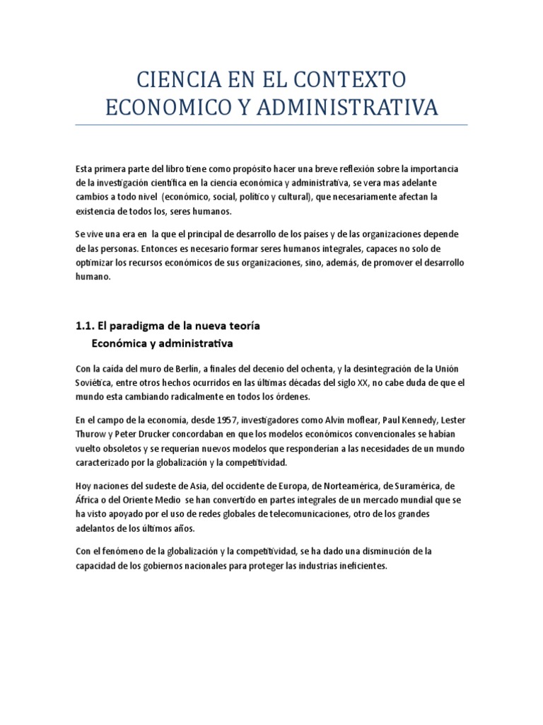 Ciencia en El Contexto Economico y Administrativa Resumen 1 | PDF